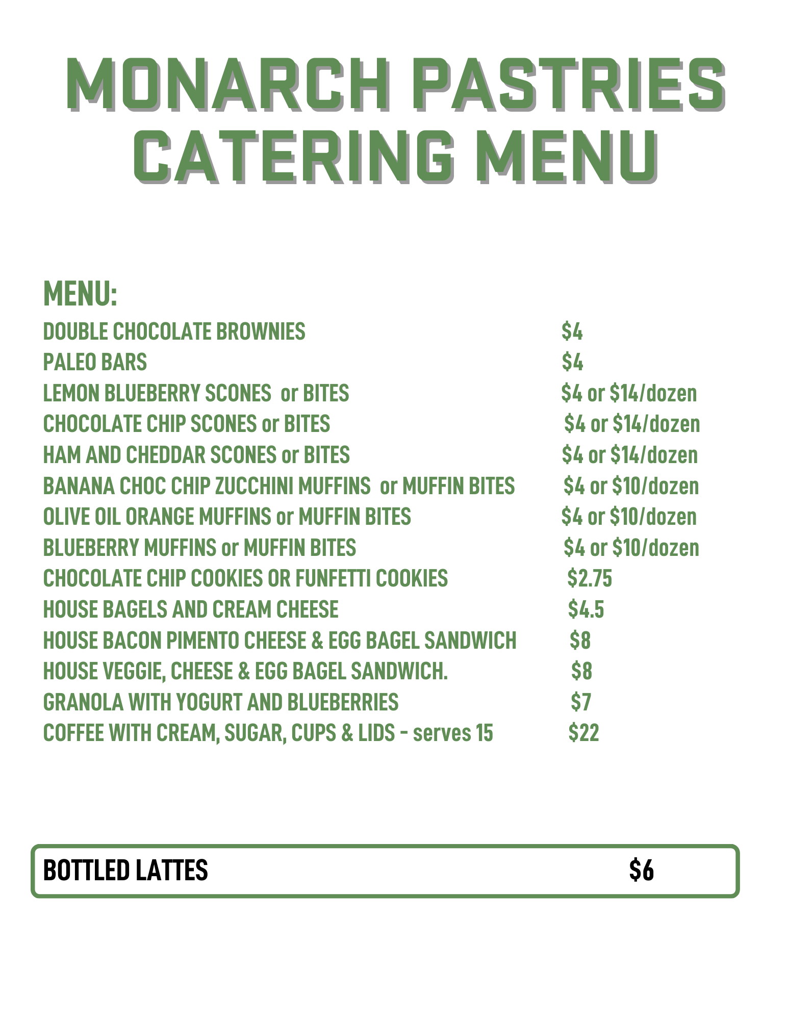 Order Main Menu — MONARCH