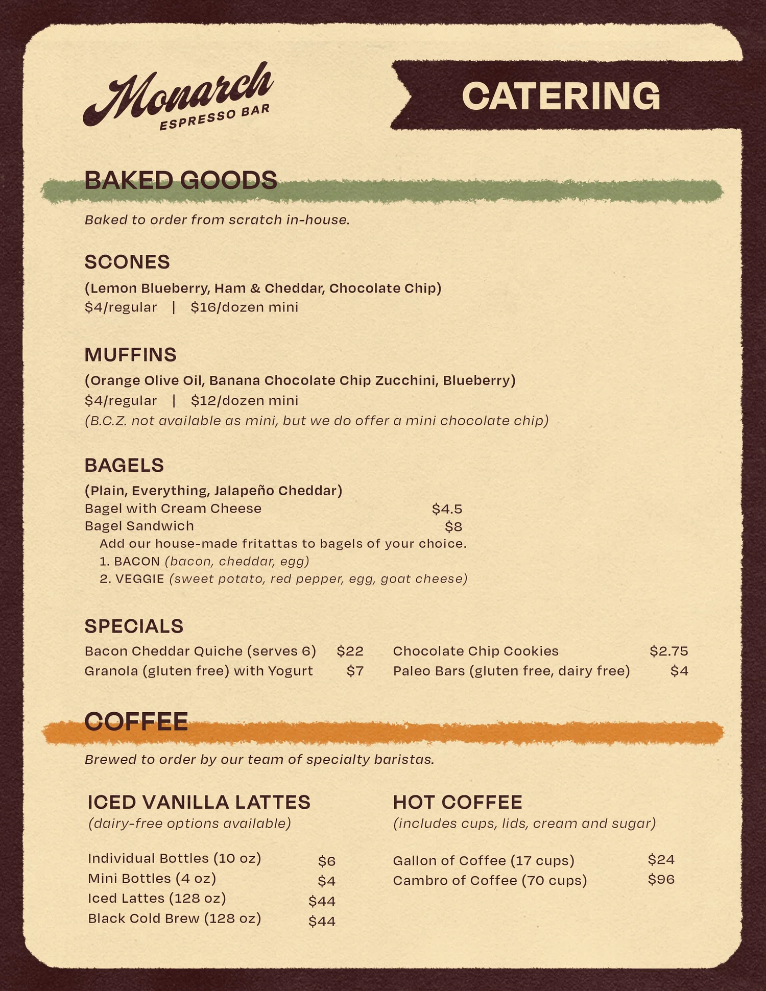 Order Main Menu — MONARCH