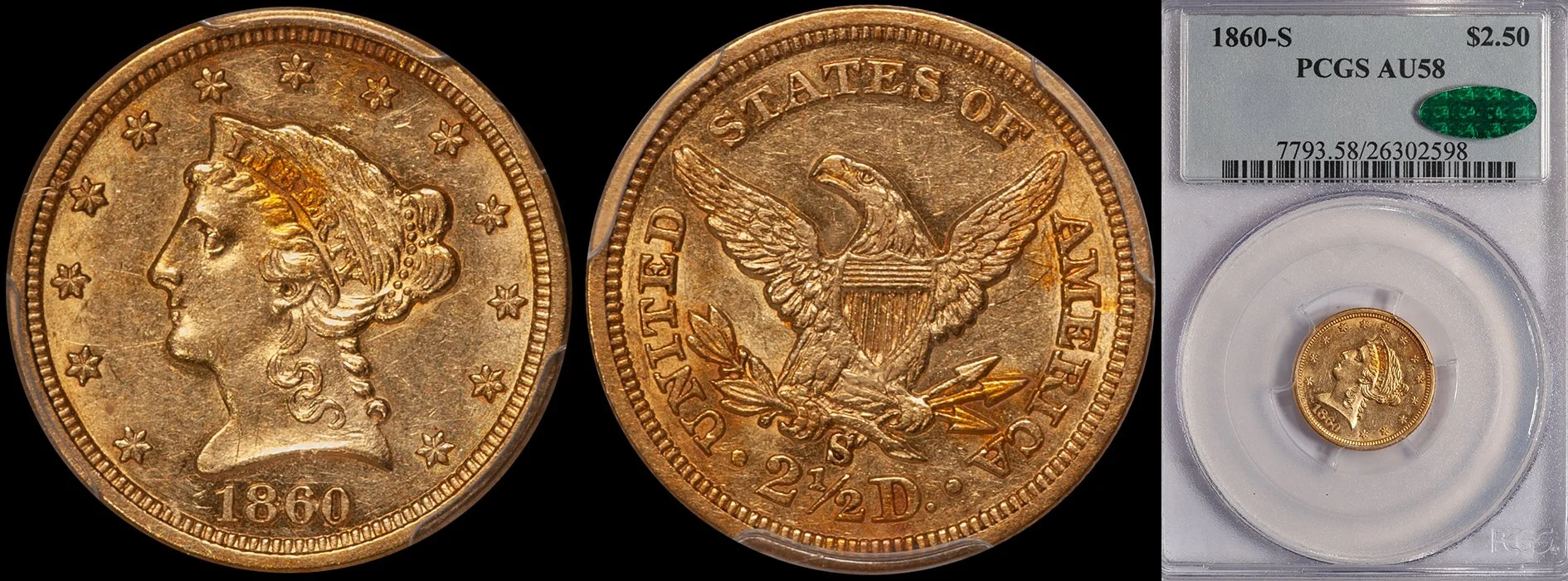 SOLD - $2.50 - 1862 PCGS EF45 CAC — Douglas Winter Numismatics