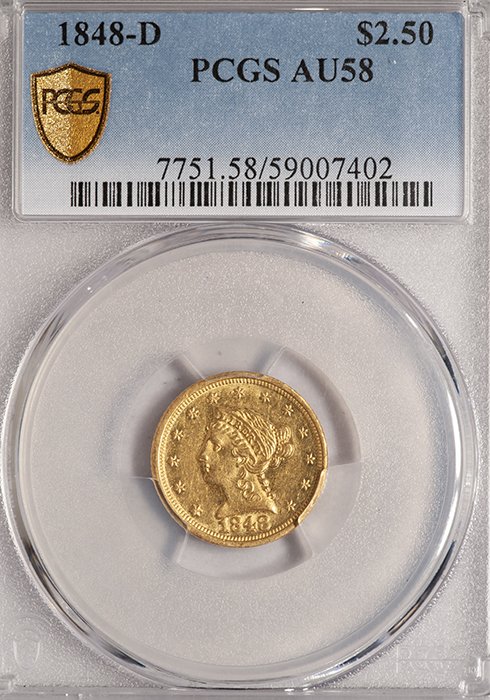 Quarter Eagle. 1845-D Dahlonega $2.50 gold coin. PCGS AU58. | Rare Gold Coins - Douglas Winter ...