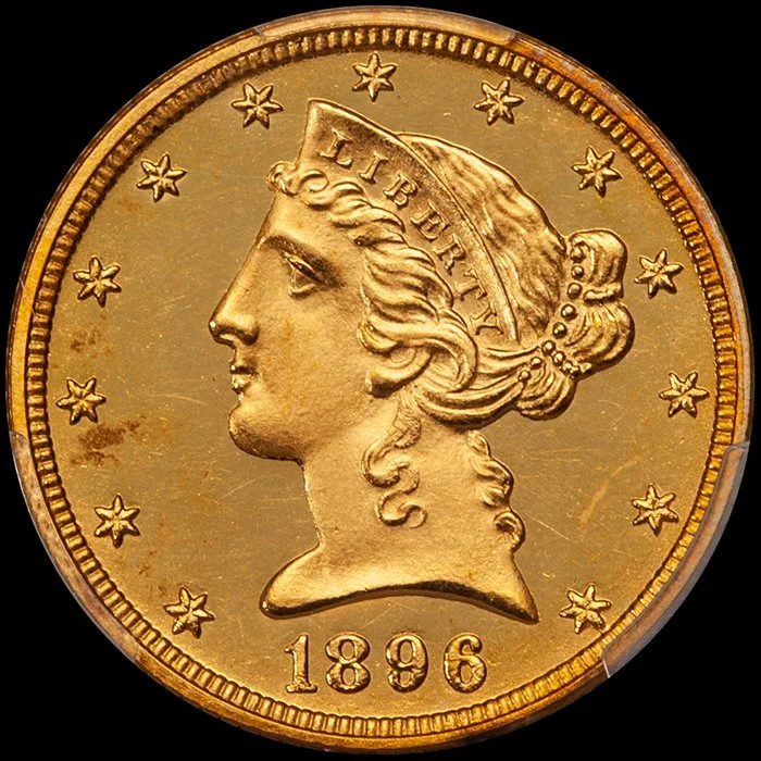 Half Eagle. 1896 $5 gold coin. PCGS PR65+ DCAM CAC. | Rare Gold Coins - Douglas Winter Numismatics