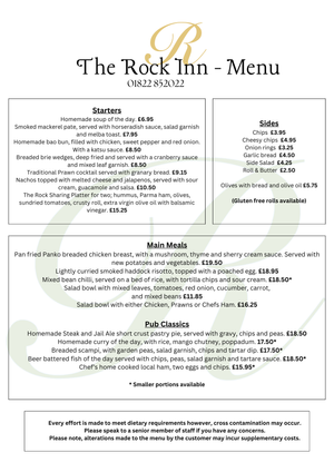 Main Menu — Rock Inn Yelverton