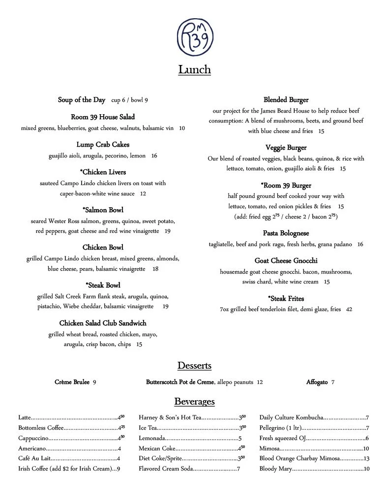 Menu — Rm 39