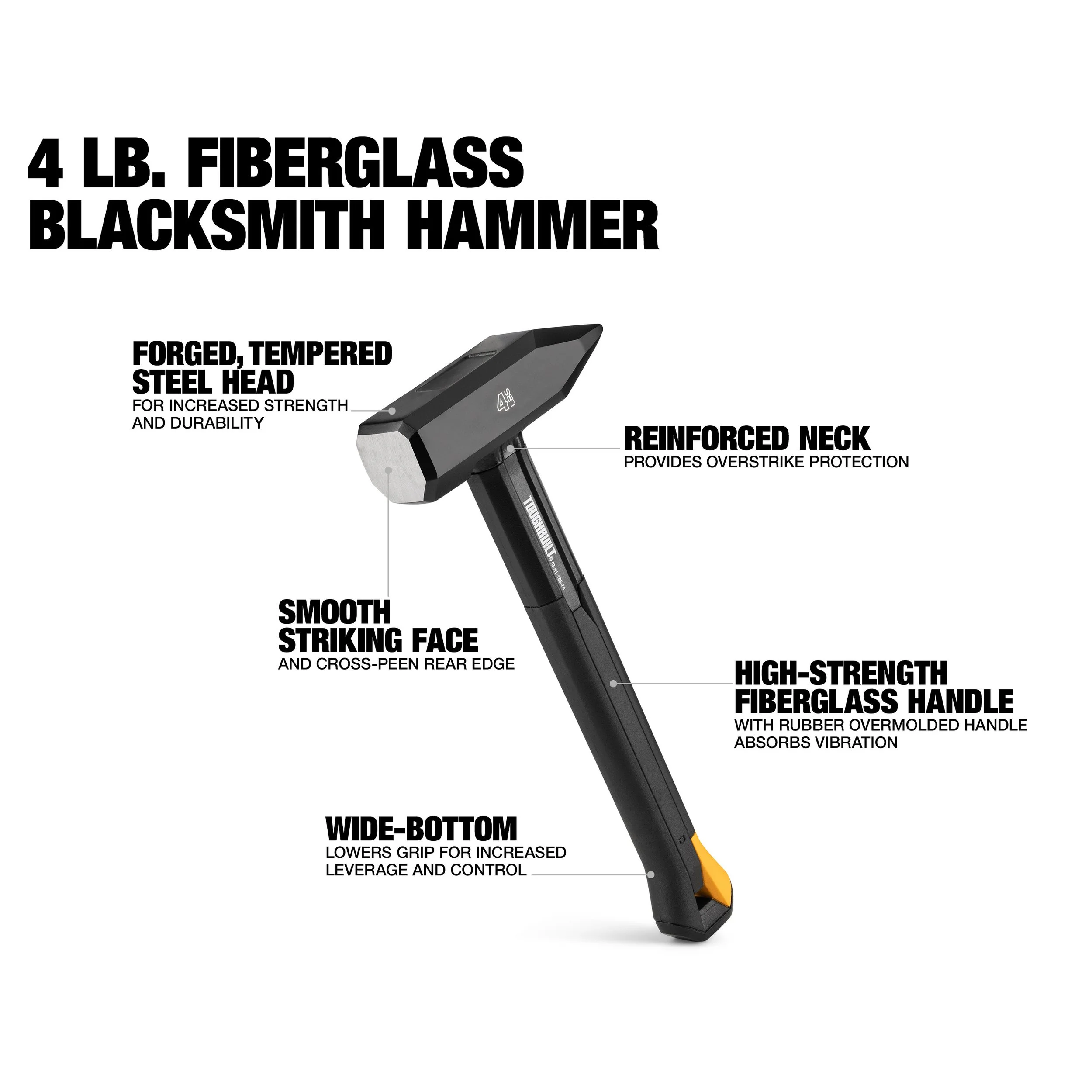 4 Lb Fiberglass Blacksmith Hammer — Toughbuilt