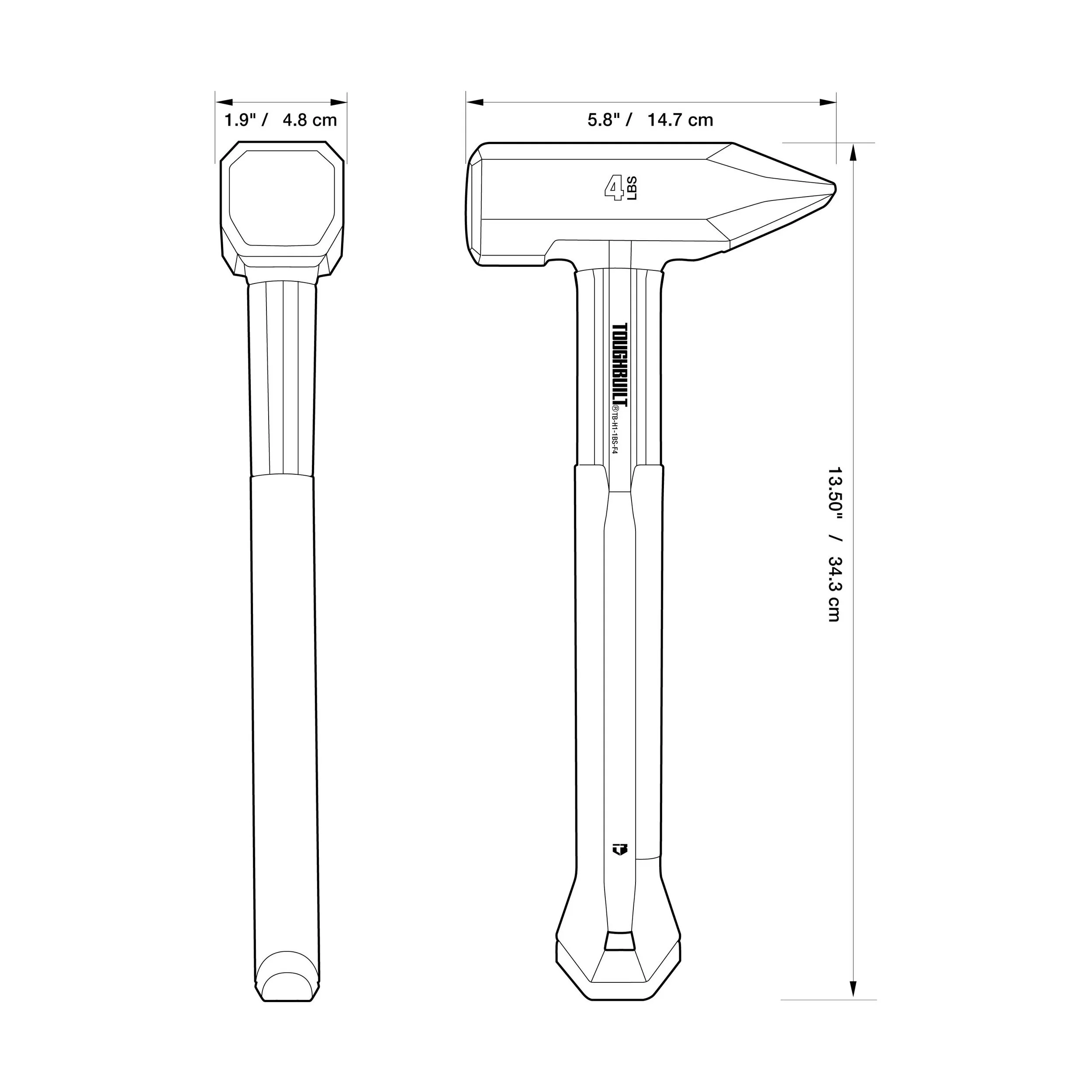 4 Lb Fiberglass Blacksmith Hammer — Toughbuilt