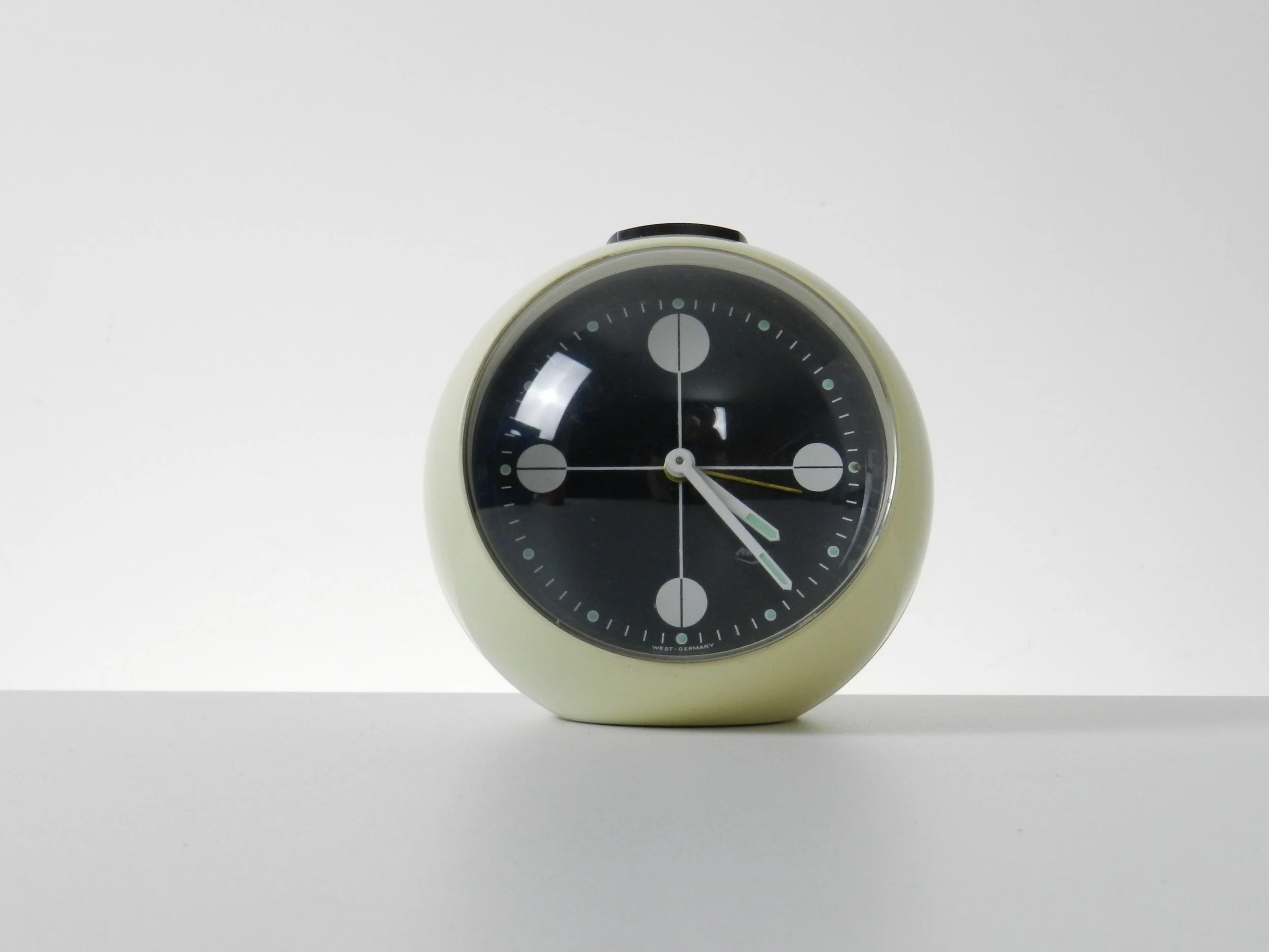 Spherical plastic space age alarm clock by Fisker. West Germany, 1970s ...