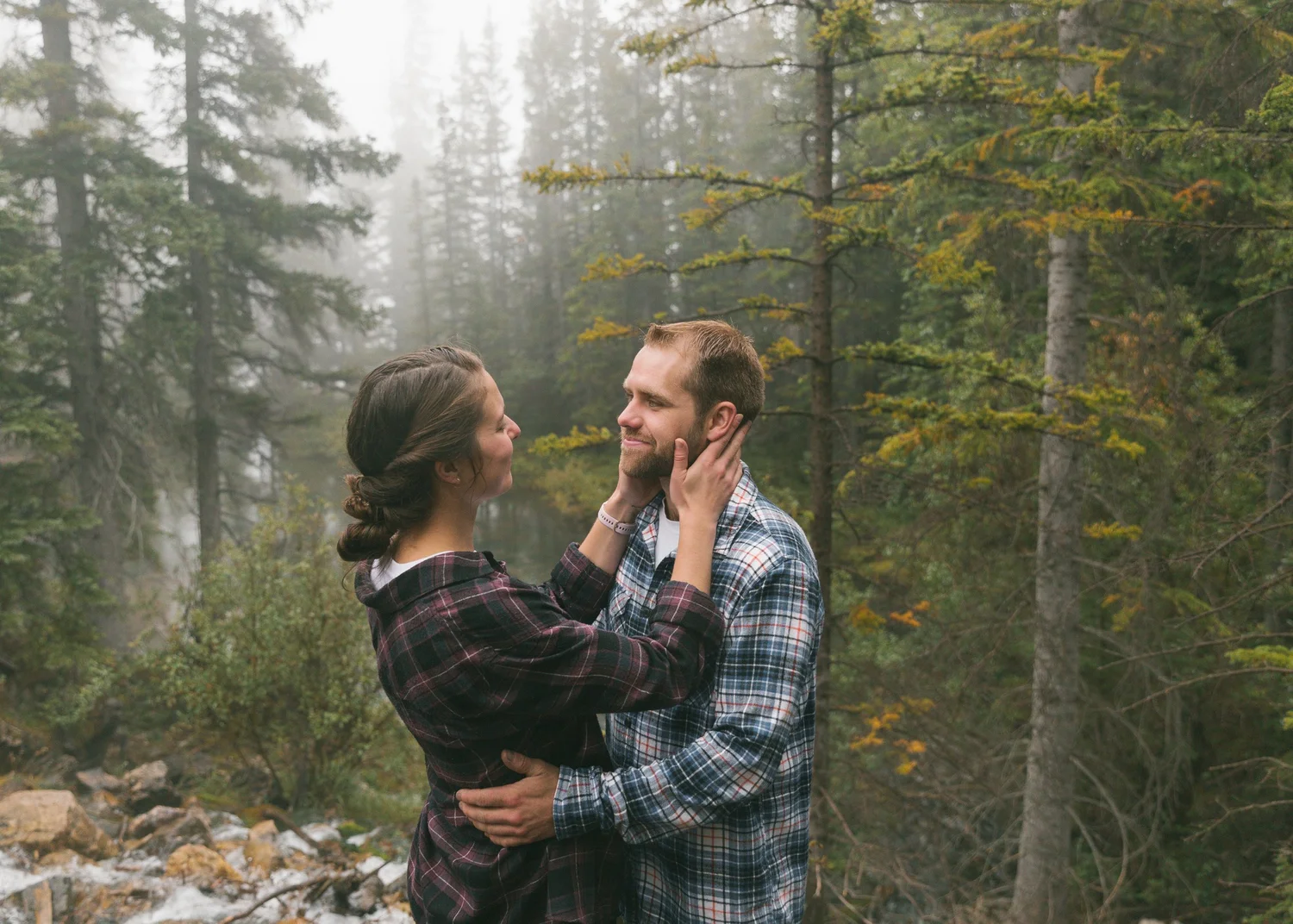 A Foggy Mountain Engagement in Canmore, Alberta — White Pine Imaging ...