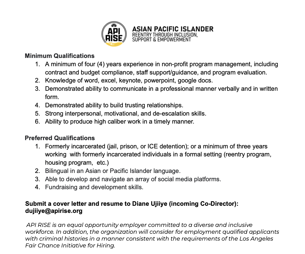 API RISE —Restorative Justice, Community