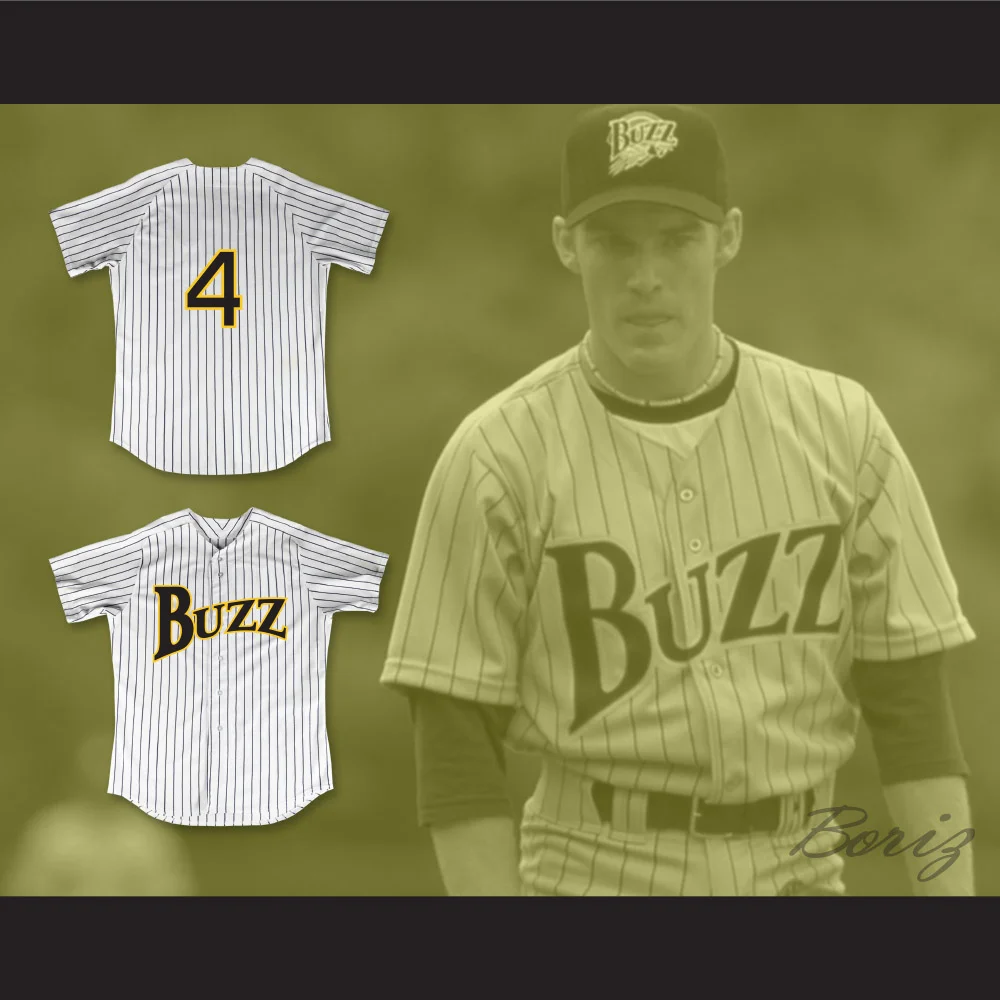 Hog Ellis 4 Buzz White Pinstriped Baseball Jersey Major League: Back to ...