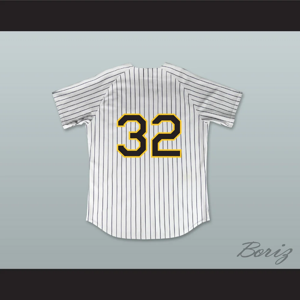 Rube Baker 32 Buzz White Pinstriped Baseball Jersey Major League: Back ...