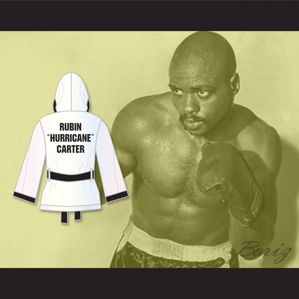 Rubin 'Hurricane' Carter White Satin Half Boxing Robe with Hood — BORIZ