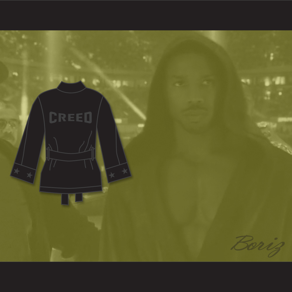 Adonis 'Creed' Johnson Black Satin Half Boxing Robe Creed II — BORIZ