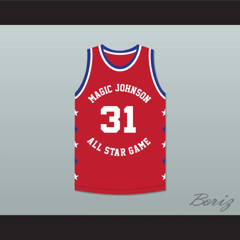 Kurt Rambis 31 Magic Johnson All Star Game Red Basketball Jersey 1990 ...