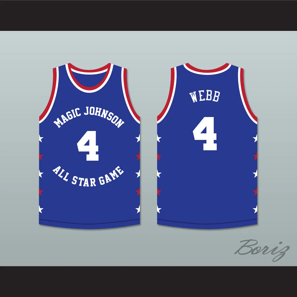 Spud Webb 4 Magic Johnson All Star Game Blue Basketball Jersey 1988 ...