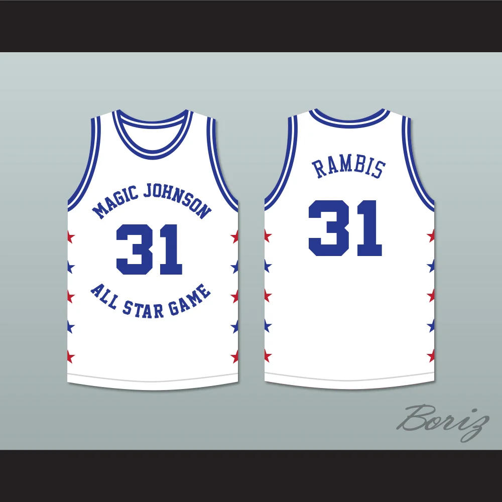 Kurt Rambis 31 Magic Johnson All Star Game White Basketball Jersey 1986 ...