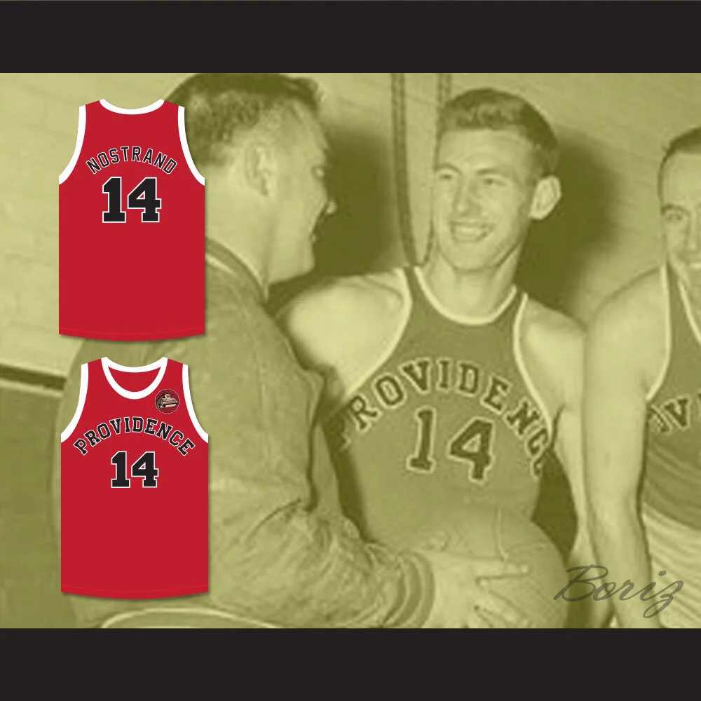 George Nostrand 14 Providence Steamrollers Red Basketball Jersey with ...