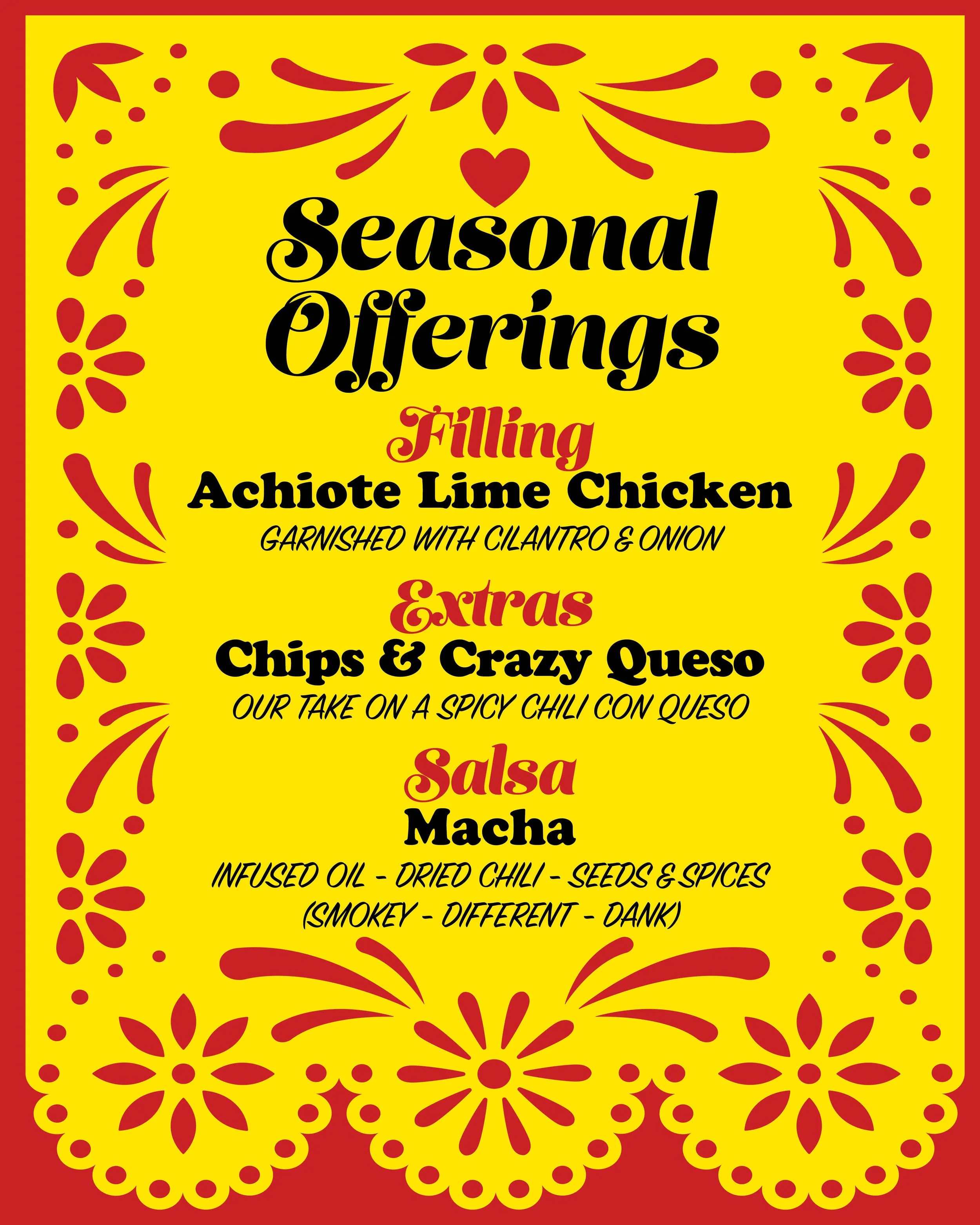 Chicano Boy TacoSample Menus