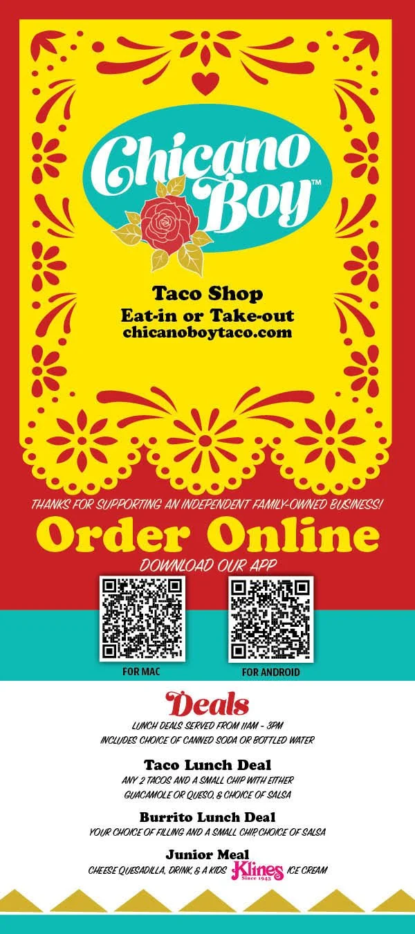Chicano Boy TacoSample Menus