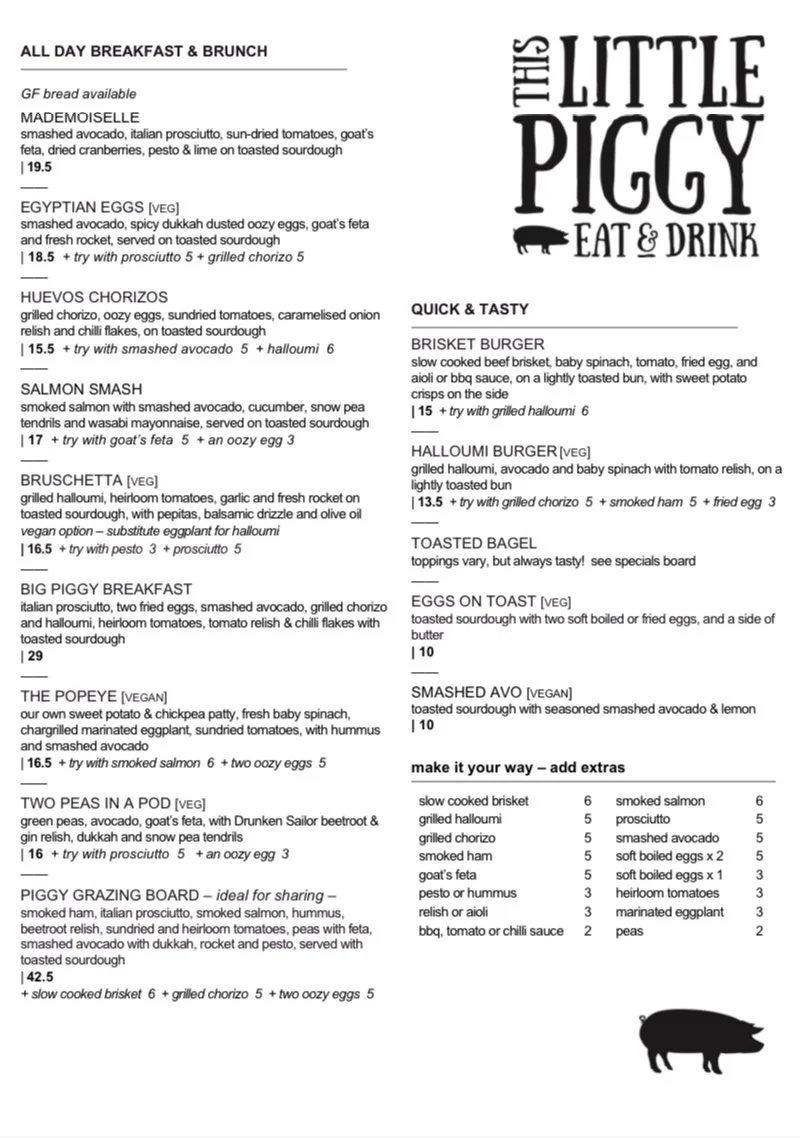 Menu — This Little Piggy Eat & Drink