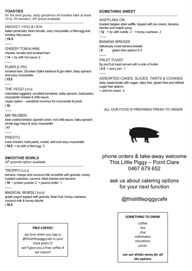 Menu — This Little Piggy Eat & Drink