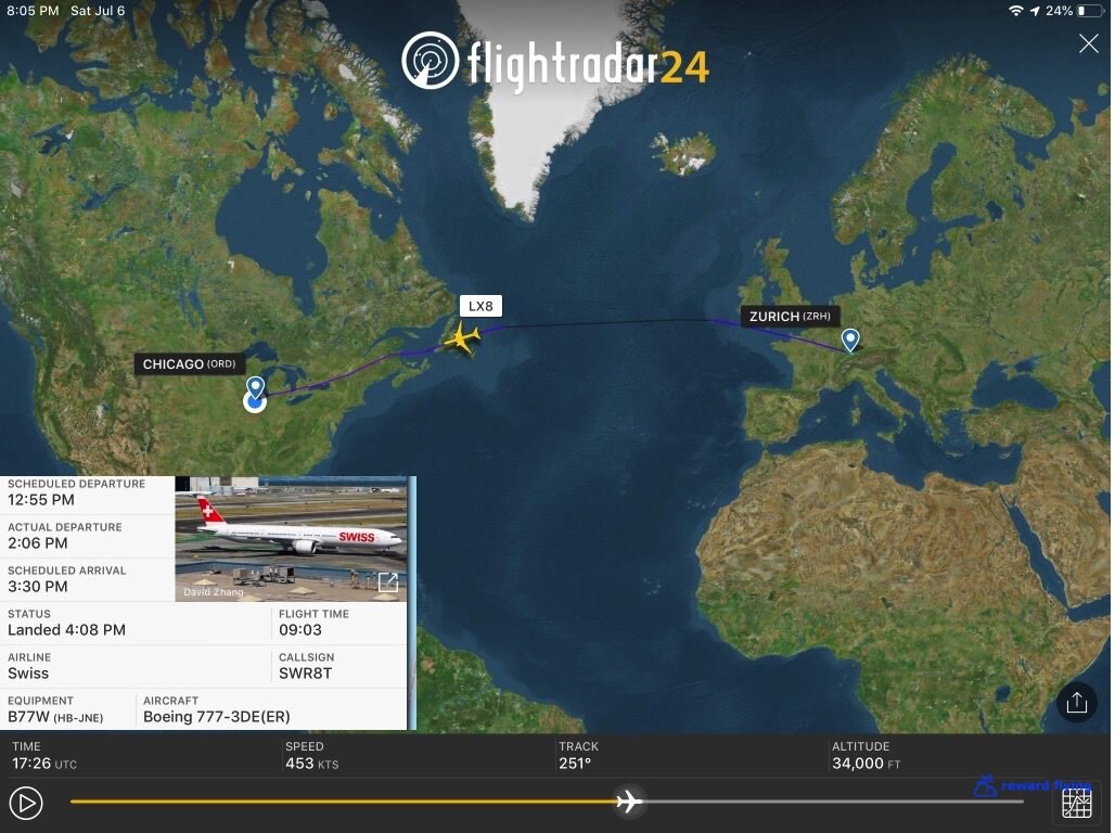 Swiss B777-300 First Class ZRH-ORD — Reward Flying