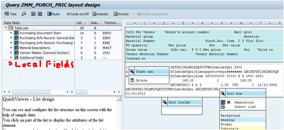 Local Fields in SAP Queries