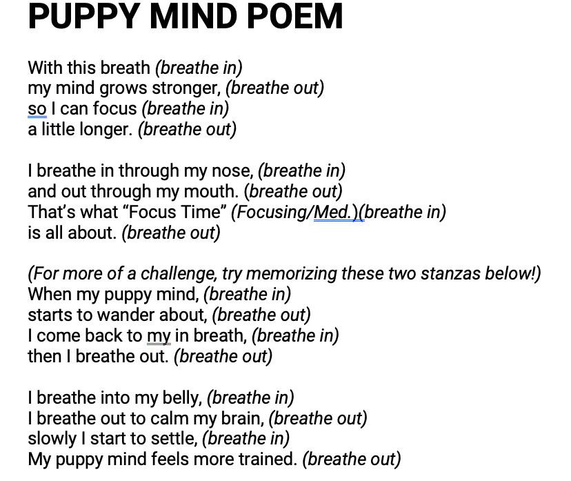 Puppy Mind Activity Sheets — Mindful Arts SF