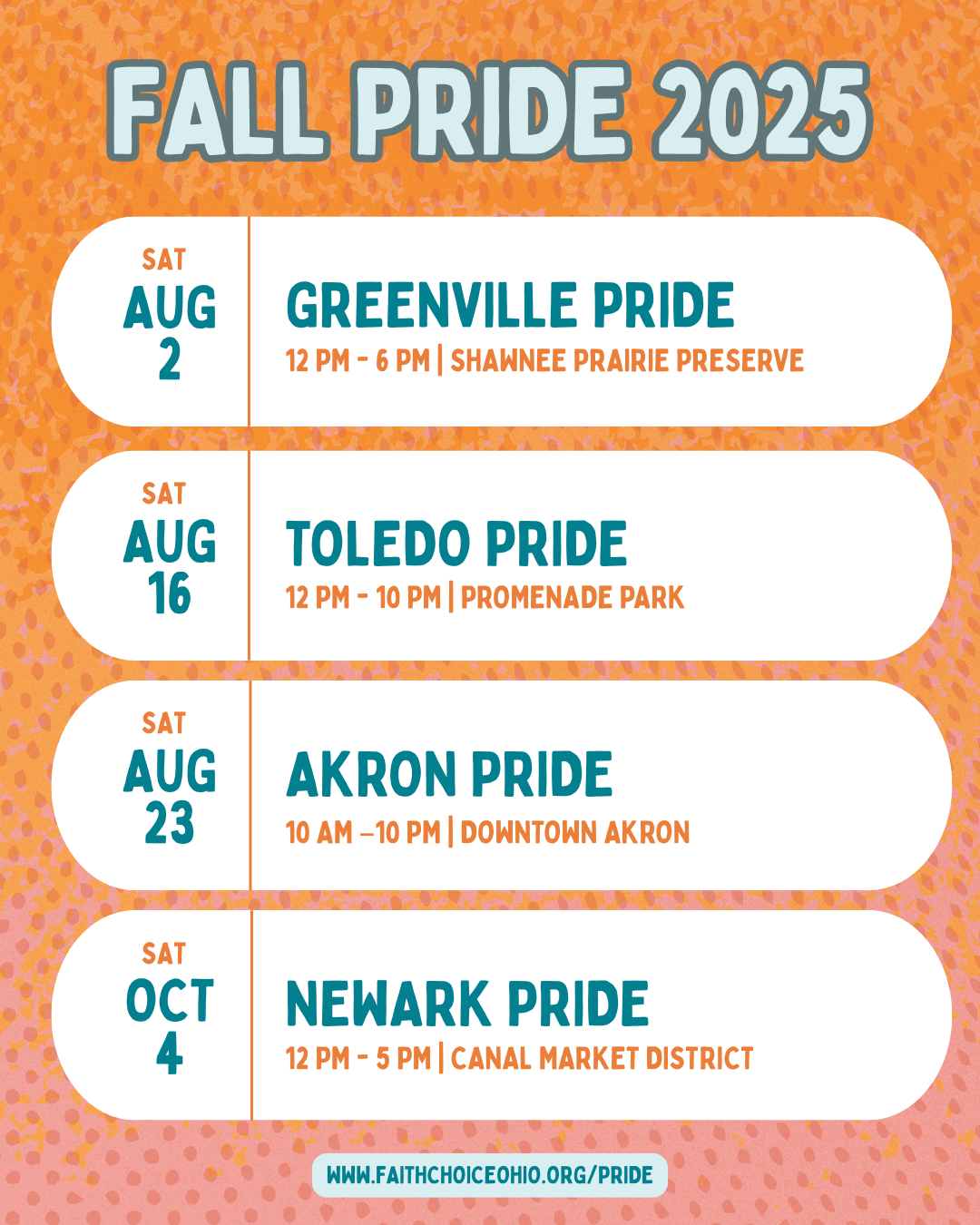 Dayton Repro Events, Fall PRIDE Schedule, & More