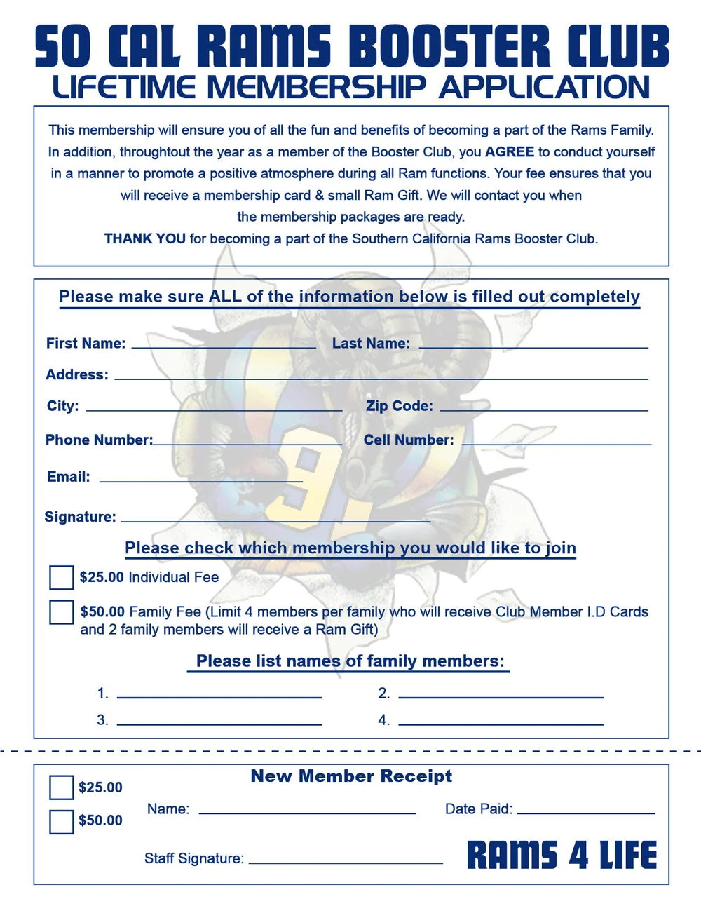 Membership — SO CAL RAMS BOOSTER CLUB