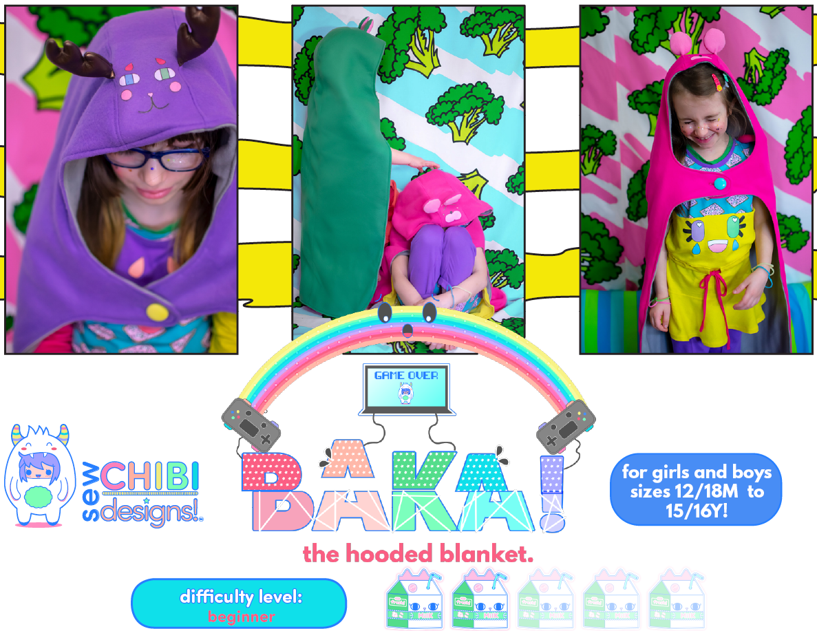 🐹BAKA the Hooded Blanket PDF Sewing Pattern — sew chibi designs
