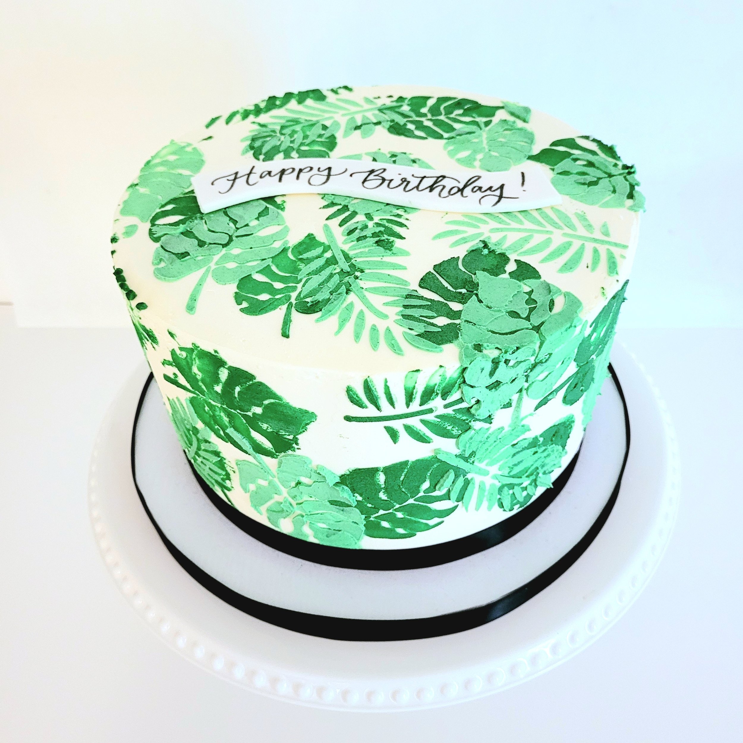 Leaf Pattern Cake — Q's Cakes