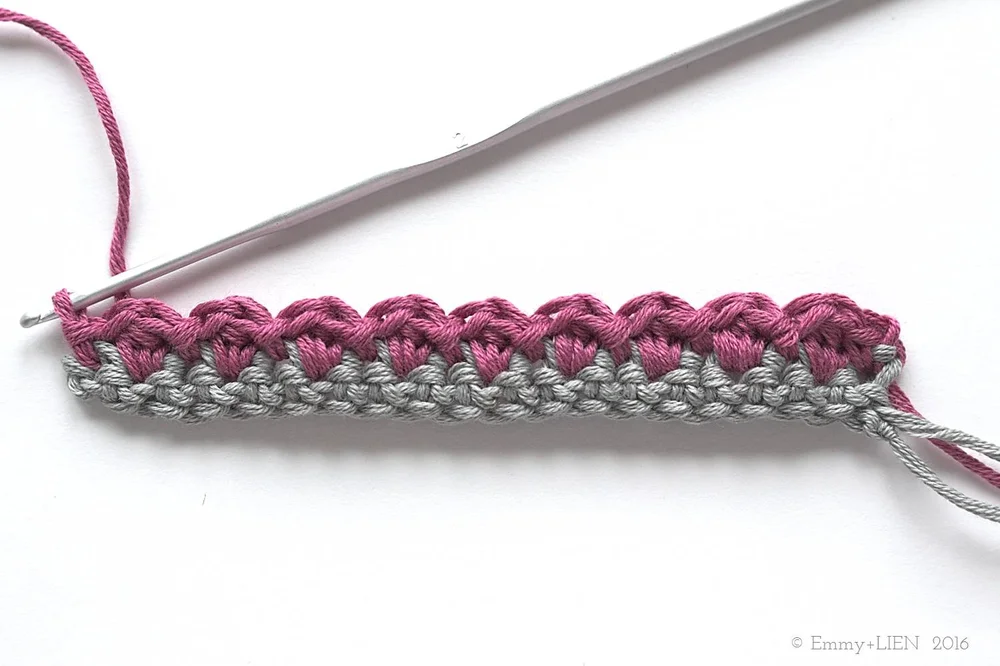 PATTERN + TUTORIAL: Raspberry Ripple Sampler Square — Emmy + LIEN