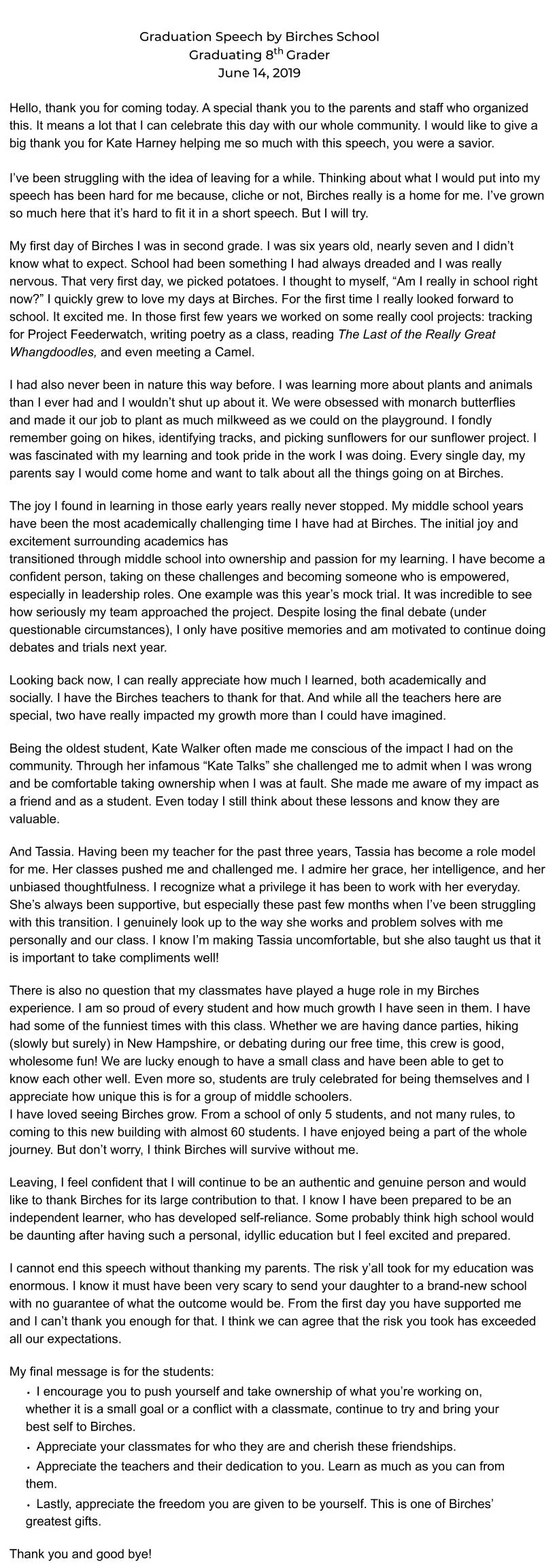 High School Graduation Speech Sample | PDF Template