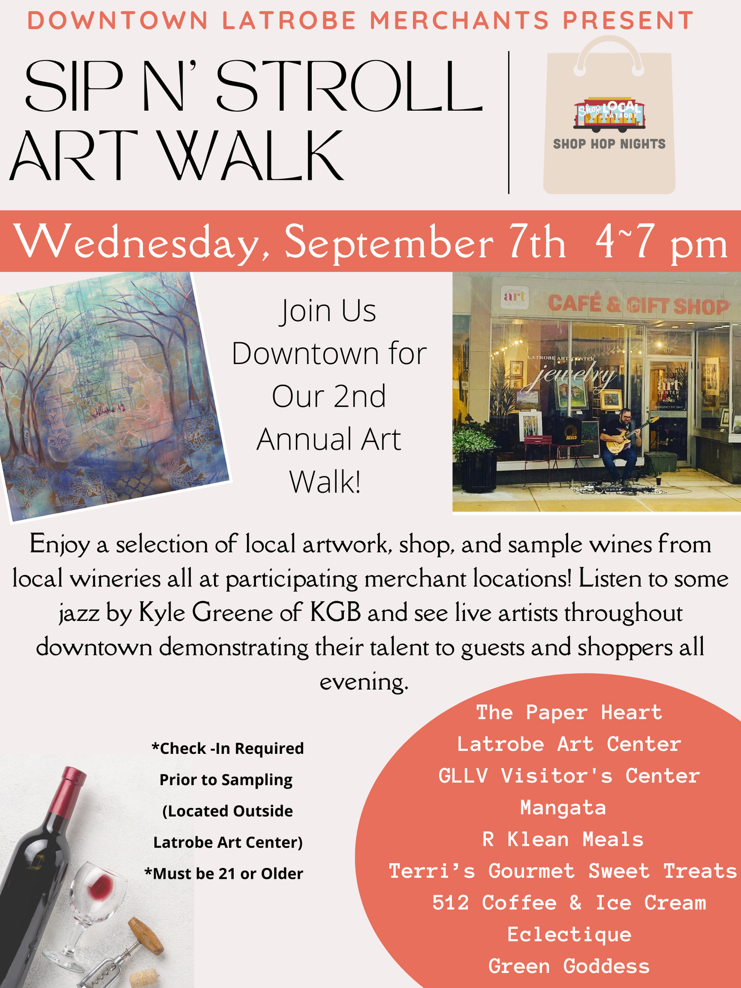 Latrobe Shop Hop Nights: Sip N' Stroll Art Walk — Latrobe Art Center