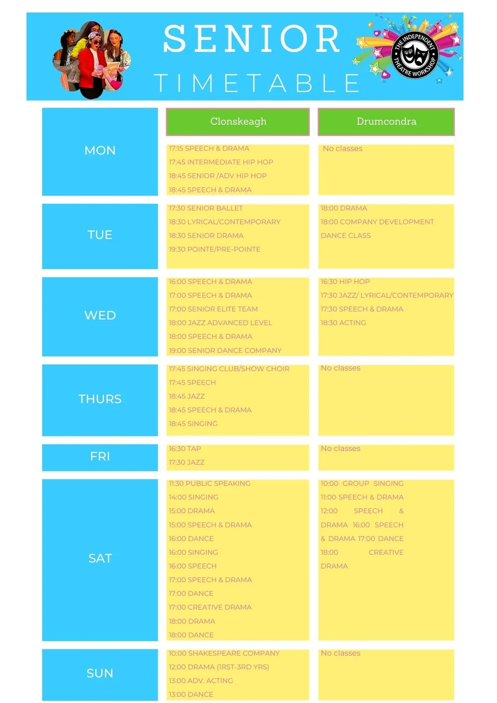 SENIOR CLASSES — The Independent Theatre Workshop