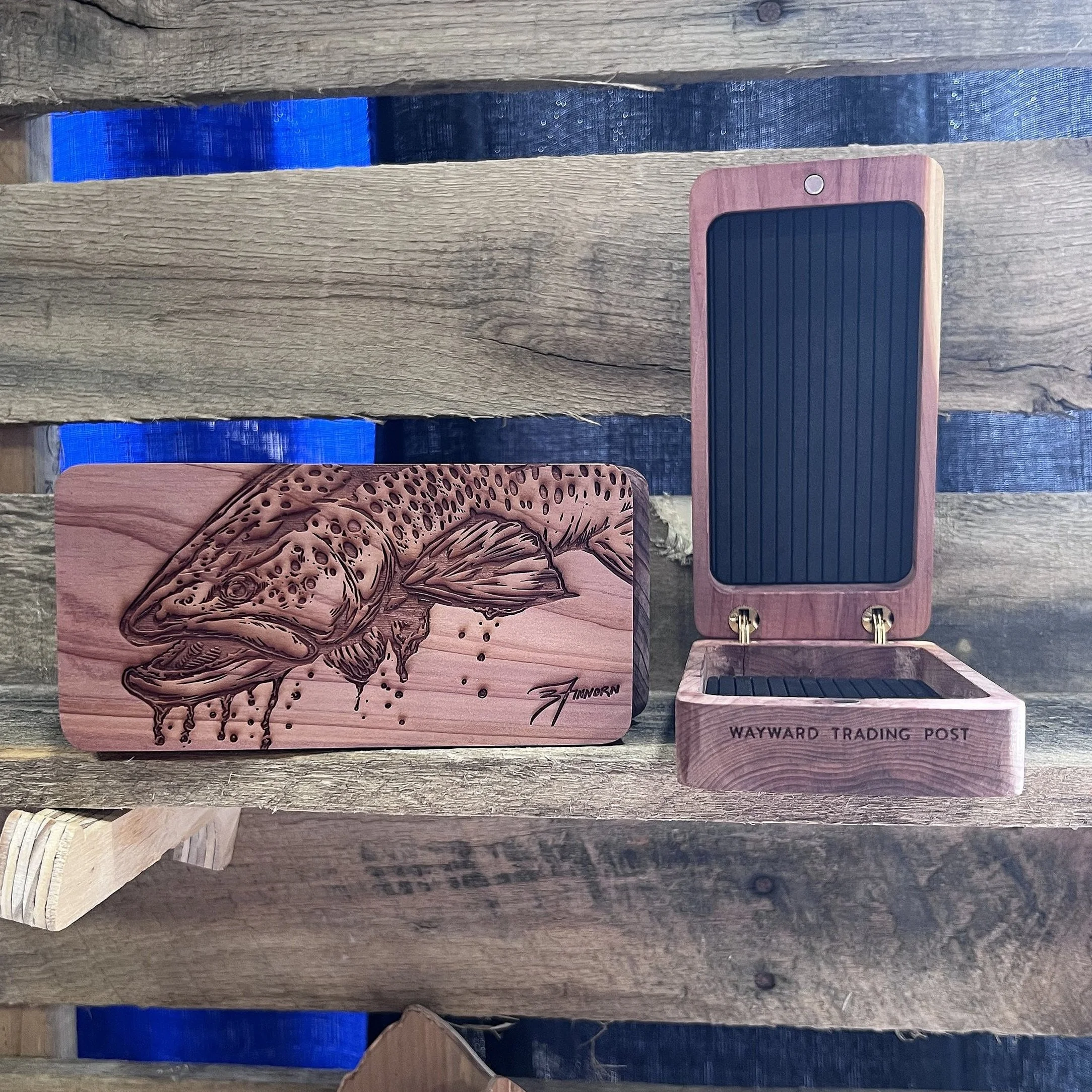 The PUCK Single Hand Minimalist Wooden Fly Box Wood Fly Fishing net ...