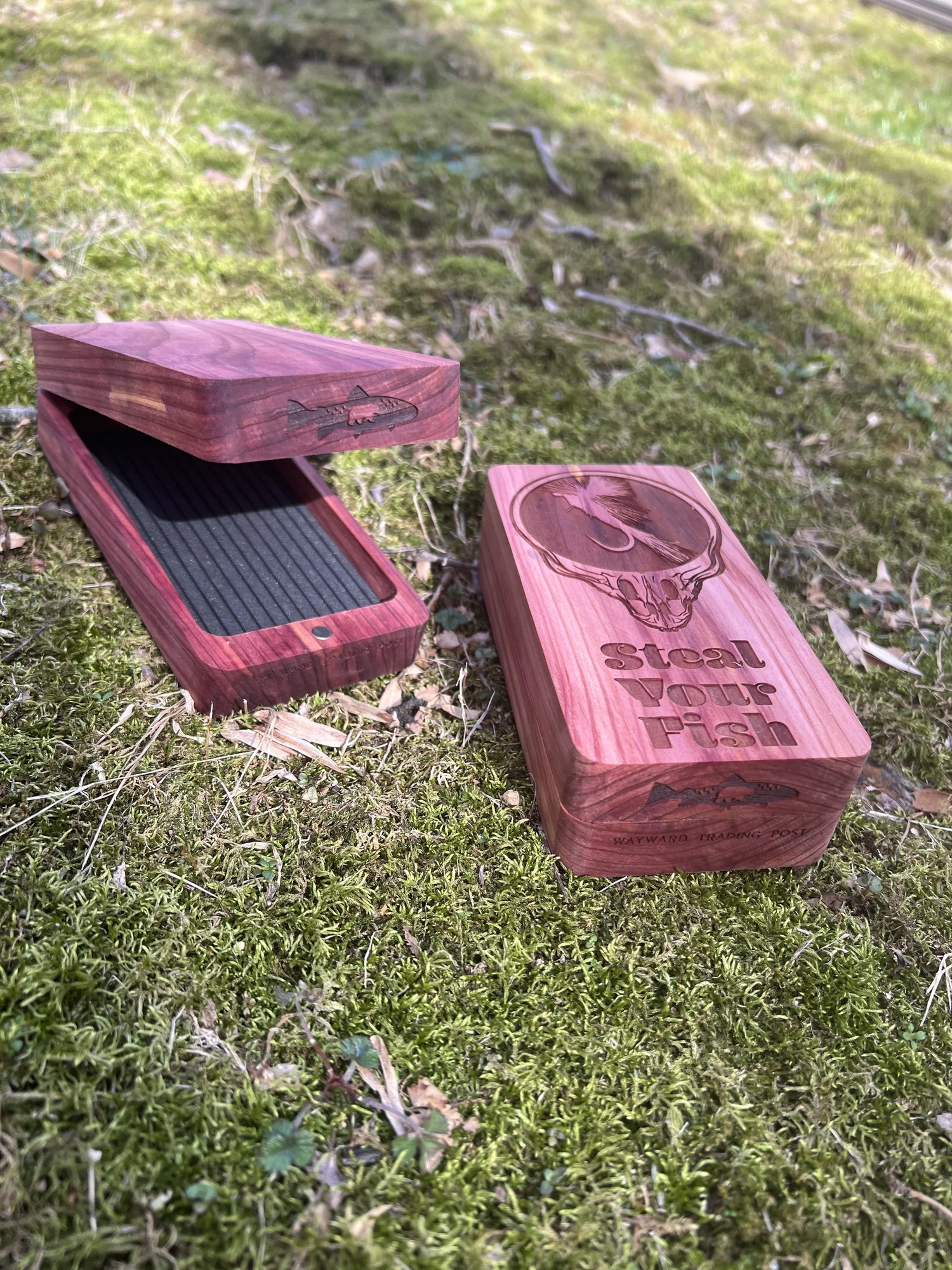 Clamshell Wooden Fly Box - Cedar Custom Fly Box Wood Fly Fishing net ...