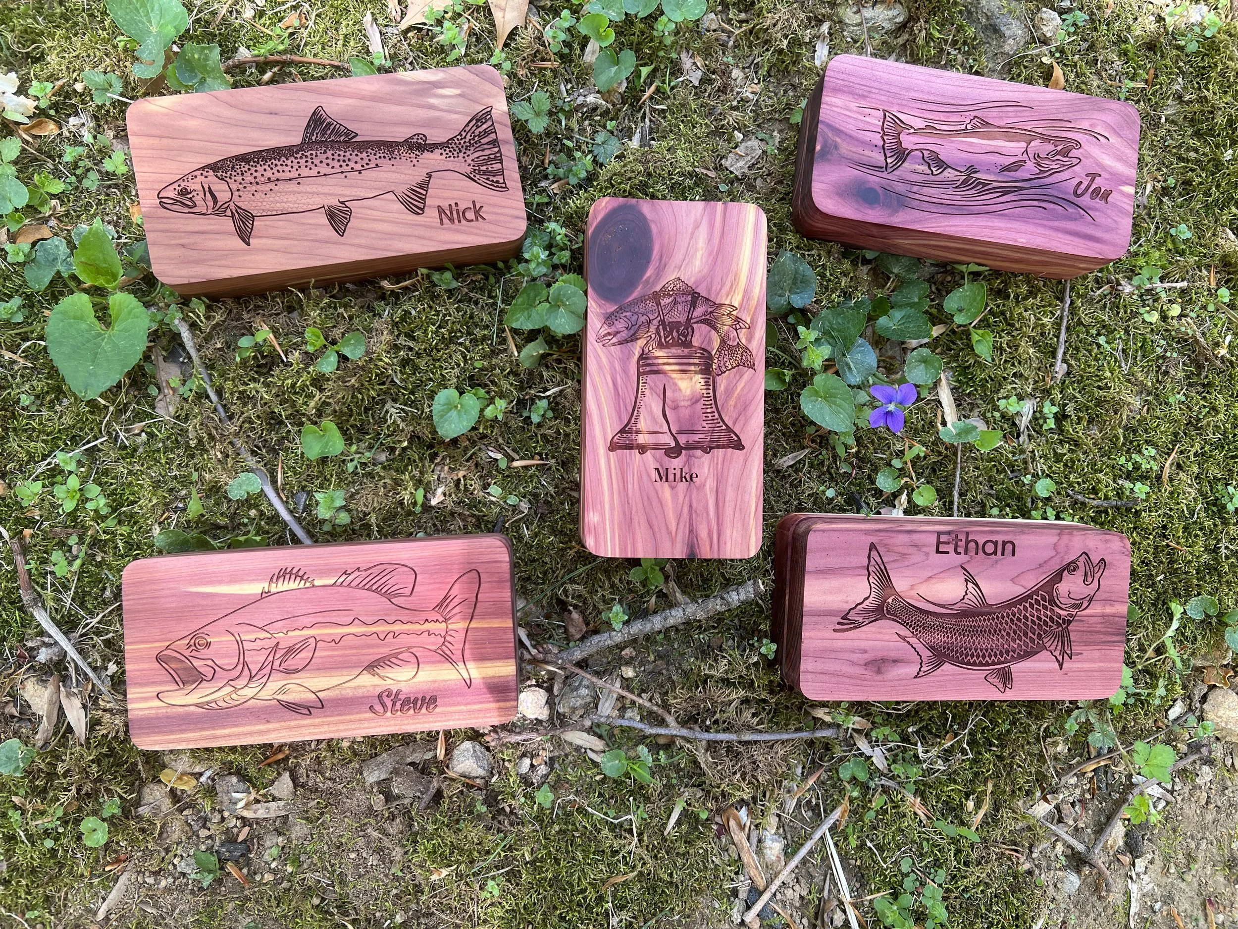 Steal Your Fish Engraved Clamshell Wooden Fly Box Wood Fly Fishing net ...