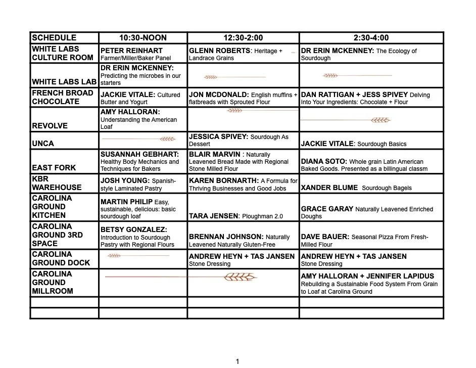 Schedule — Asheville Bread Festival