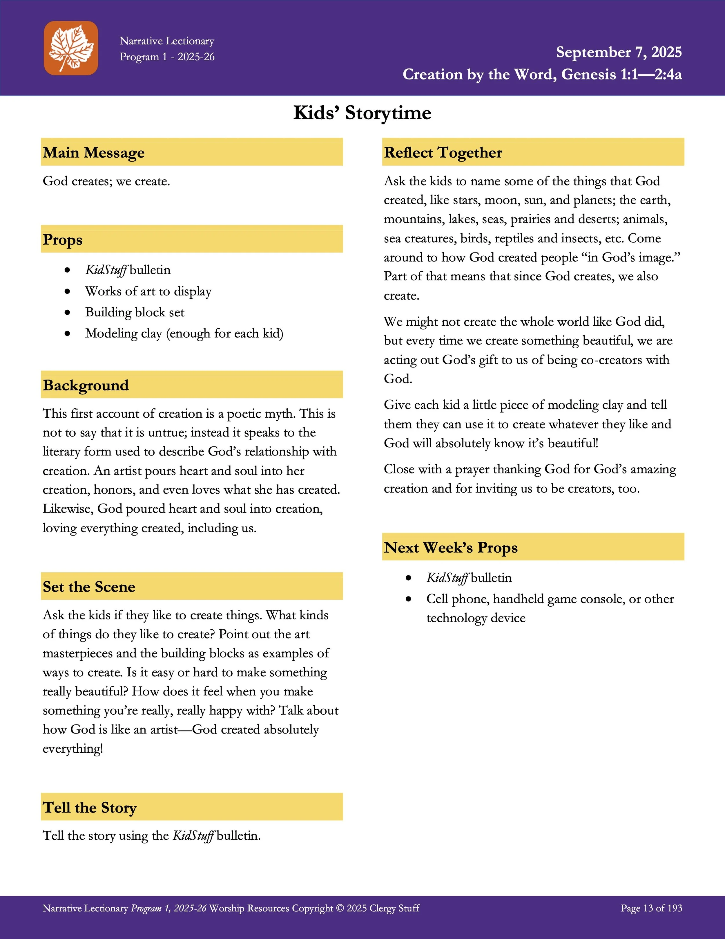 Narrative Lectionary 2025-26 Deluxe Full-Year (Includes Summer ...