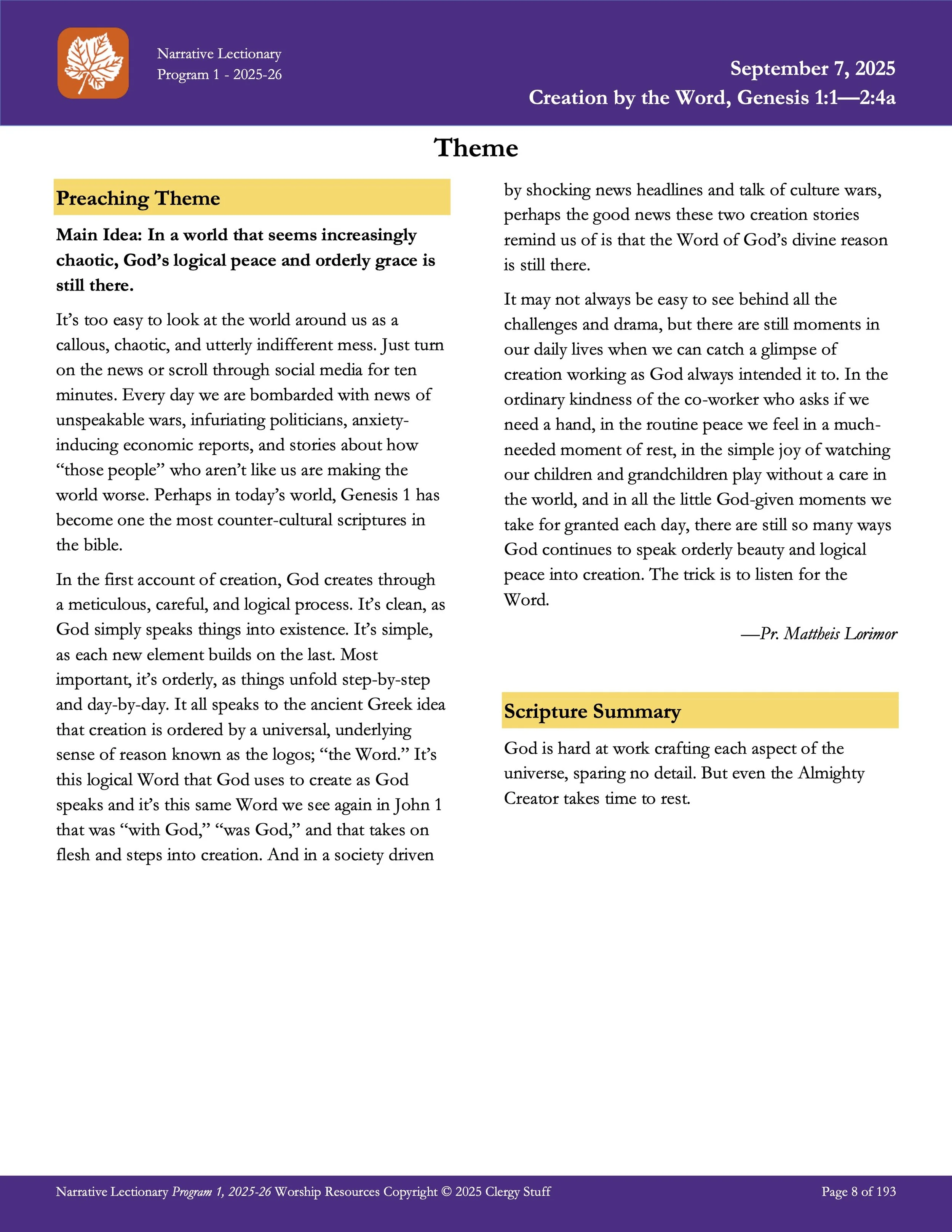 2025-26 Basic Full Year NL Resources (Includes Summer!) — Clergy Stuff