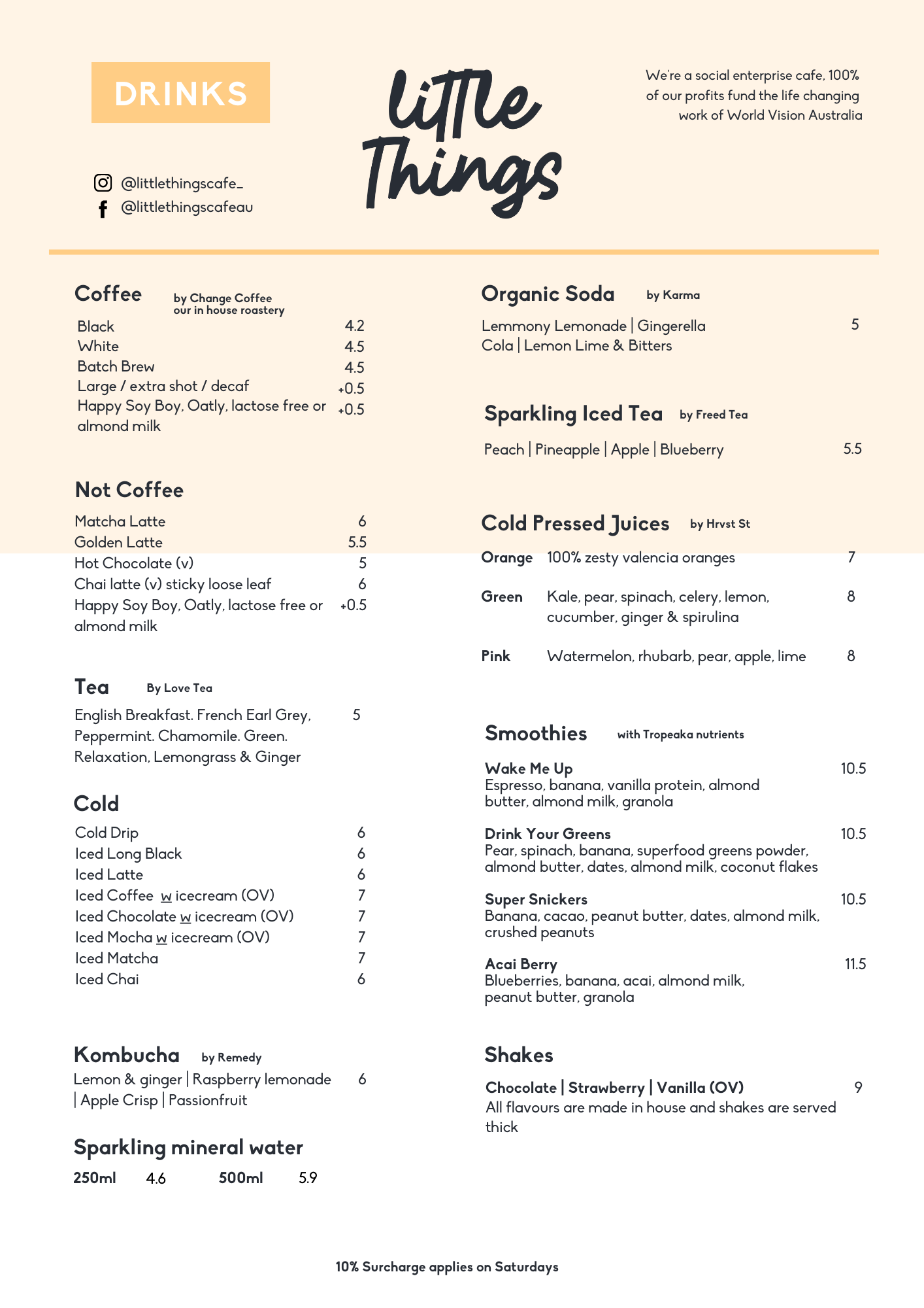 Menu — Little Things Cafe