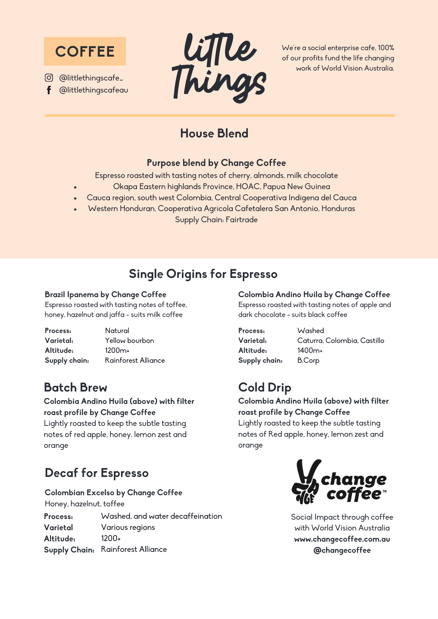 Menu — Little Things Cafe