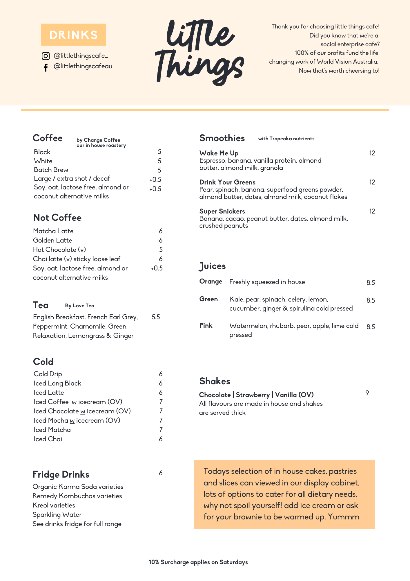 Menu — Little Things Cafe