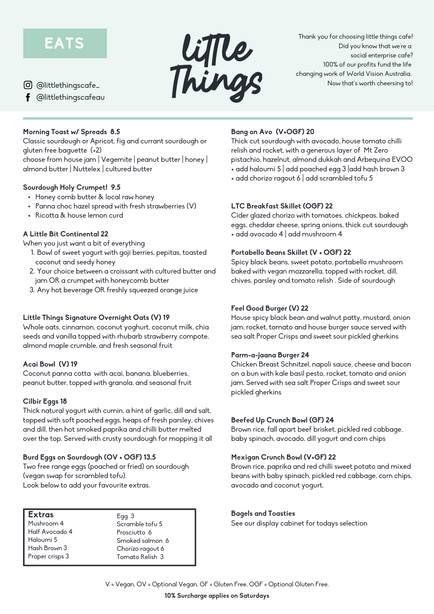 Menu — Little Things Cafe