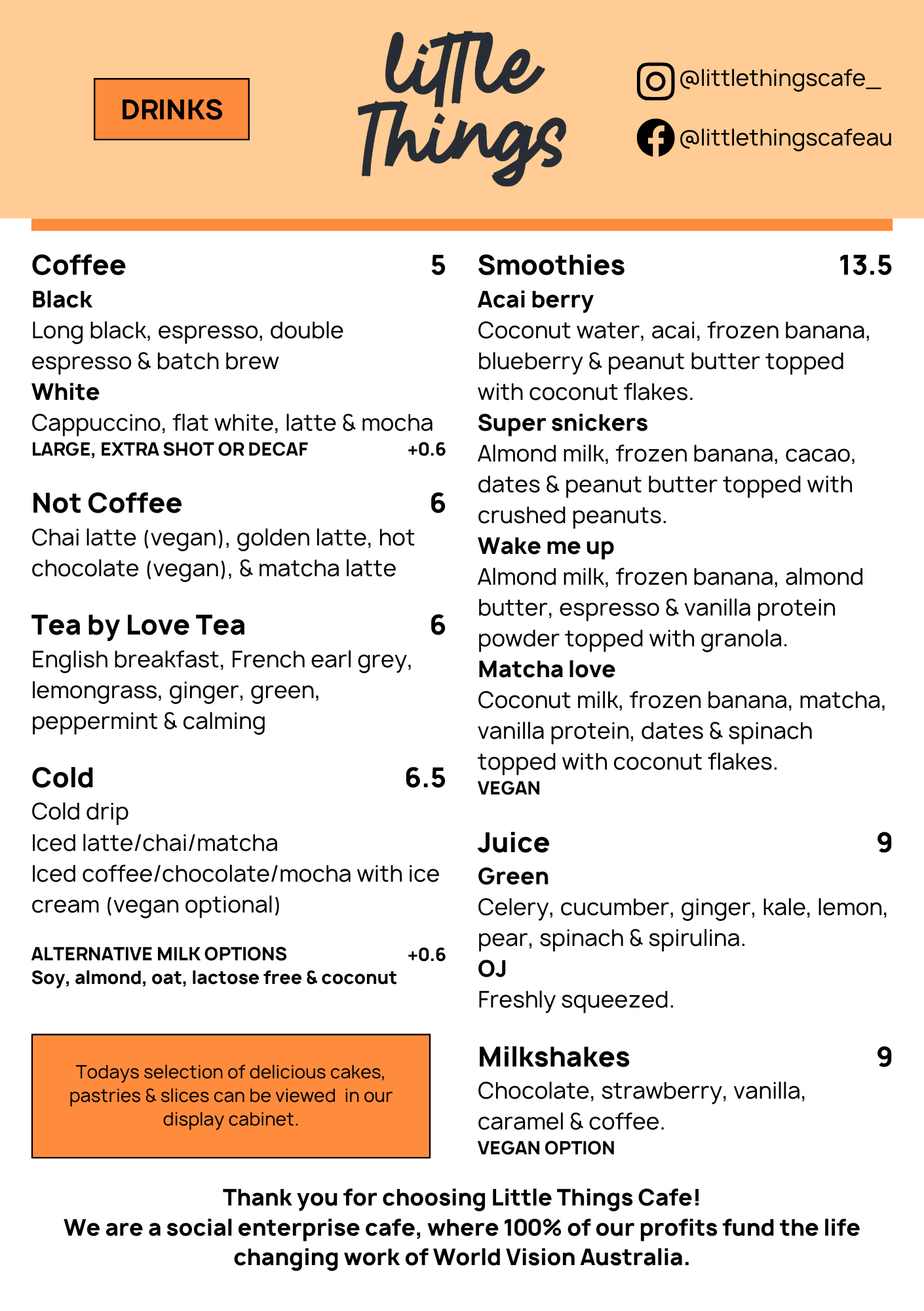 Menu — Little Things Cafe