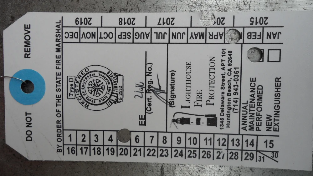 Fire Extinguisher Inspection Tag