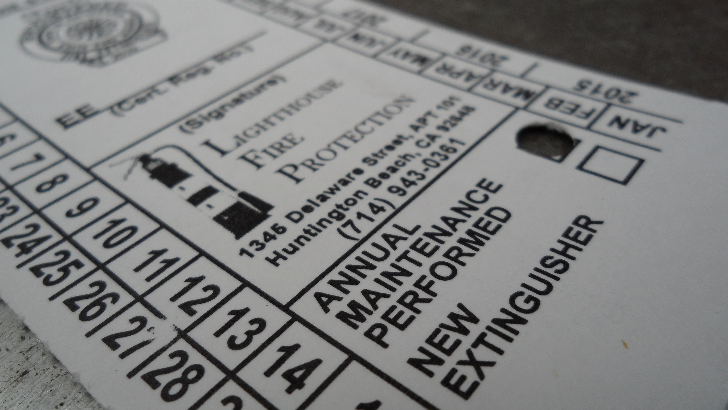 Fire Extinguisher Annual Tag