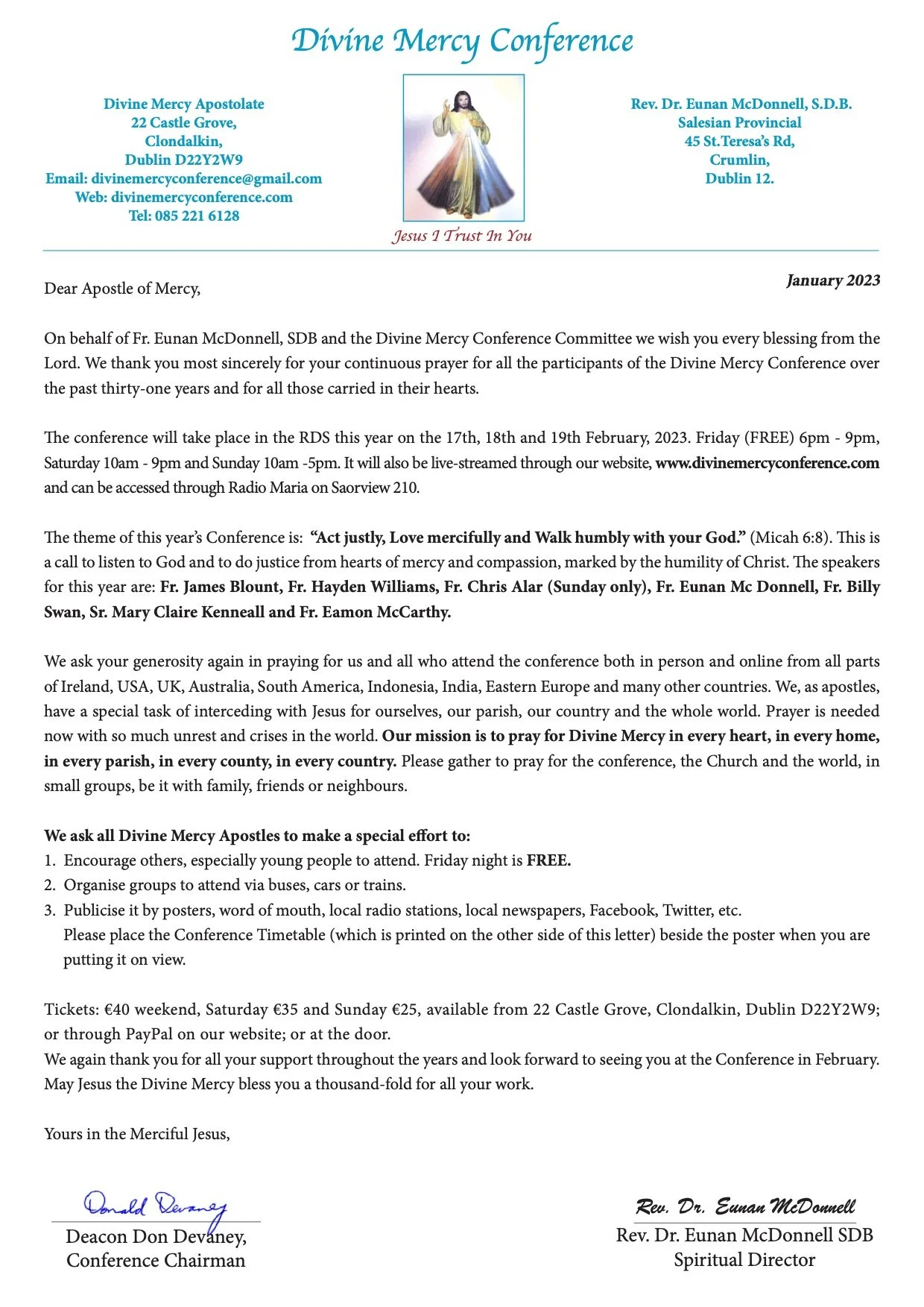 Programme of Events — Divine Mercy Conference