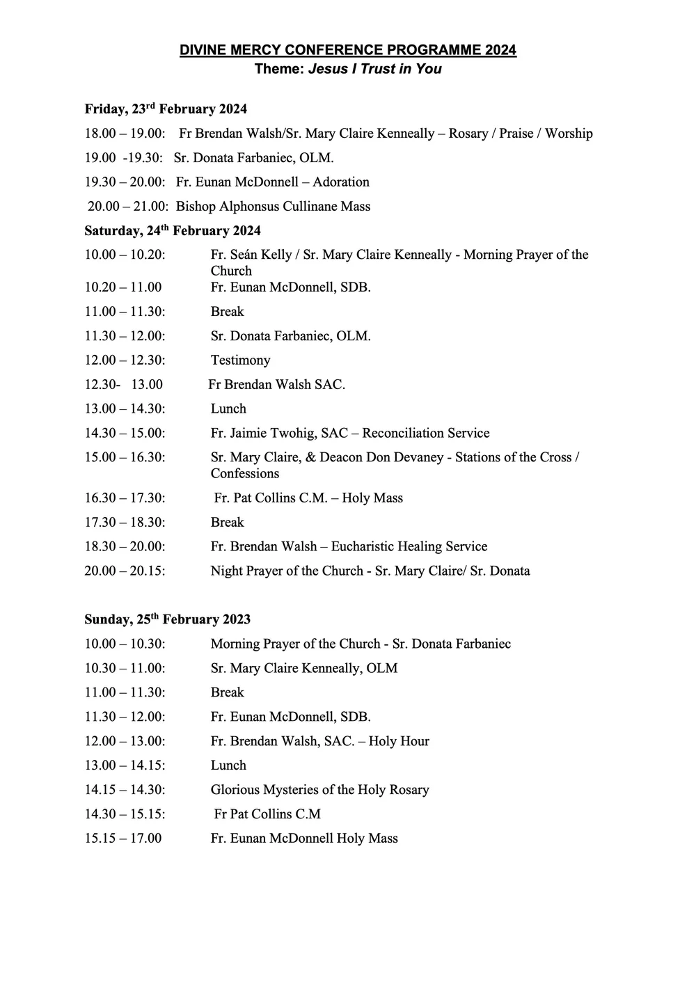 Divine Mercy Conference